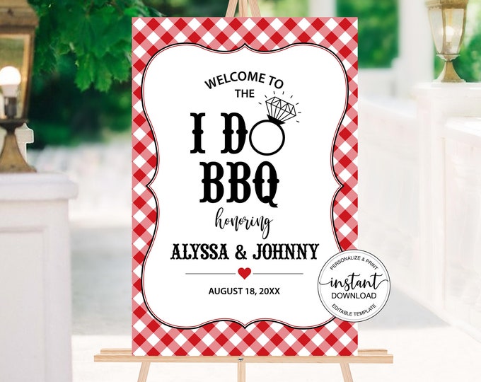 I Do BBQ Welcome Sign, I Do BBQ Shower Entrance Sign, Welcome Poster ...