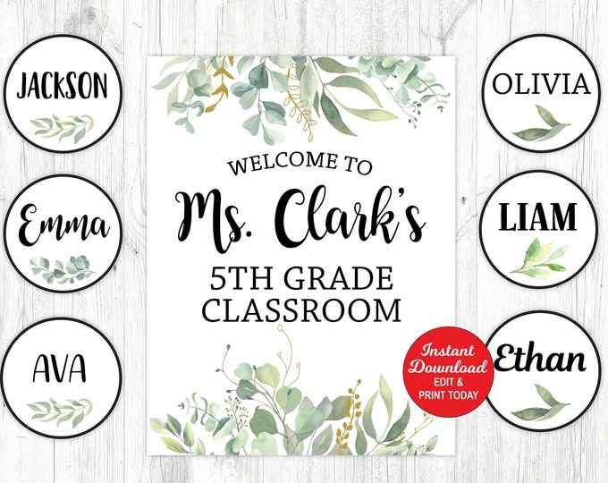 Botanical Classroom Door Display Greenery Classroom Welcome - Etsy