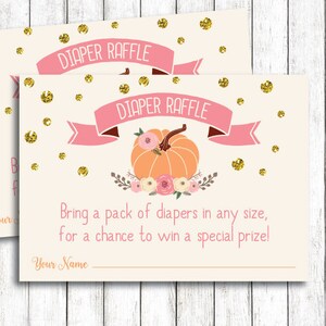 Little Pumpkin Diaper Raffle Ticket, Fall Baby Shower Diaper Raffle ...