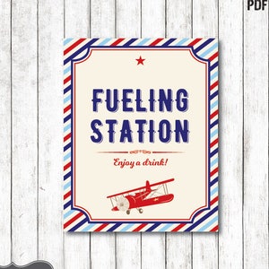 Airplane Fueling Station Sign, Airplane Birthday Drinks Sign, Airplane ...