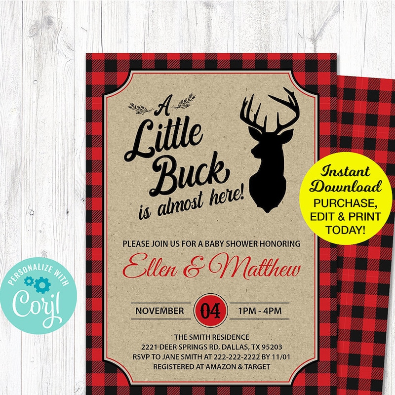 Buffalo Plaid Baby Shower Invitation - Etsy