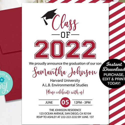 Graduation Party Invitation Grad Party Invite Class of 2022 - Etsy
