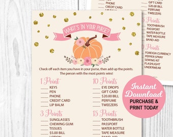 What's in Your Purse Baby Shower Game Pink and Gold Girl - Etsy
