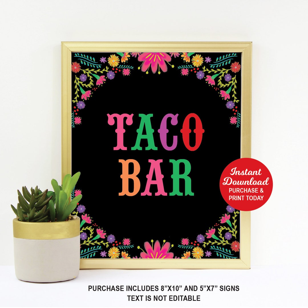 Taco Bar Sign, Fiesta Birthday Decorations, Fiesta Taco Sign, Mexican ...