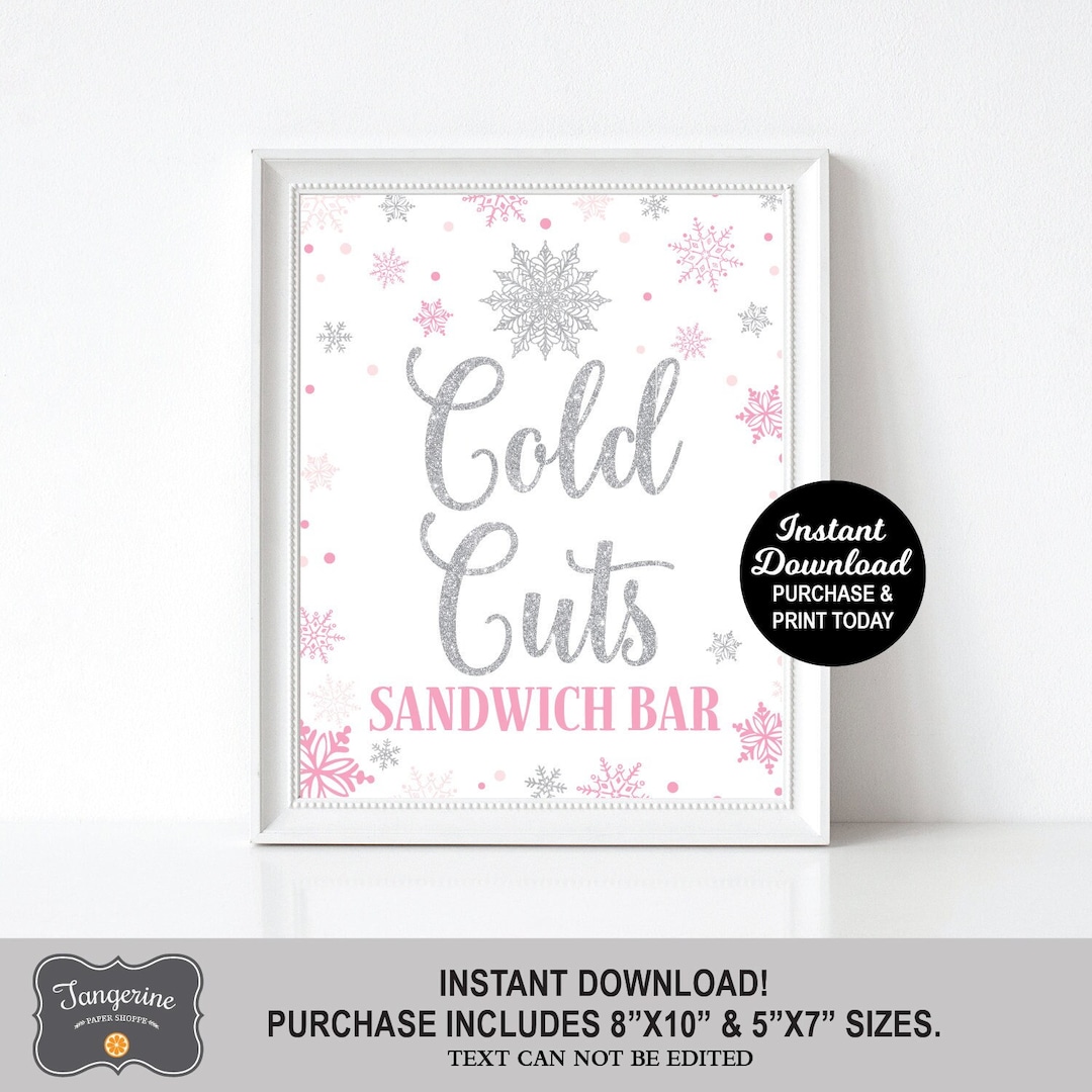 Cold Cuts Sign, Sandwich Bar Sign, Winter Onederland Birthday, Winter ...