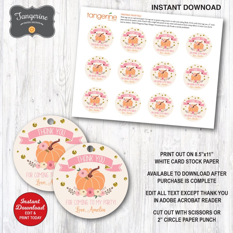Pumpkin Favor Tags Pumpkin Thank You Tags Pumpkin First - Etsy