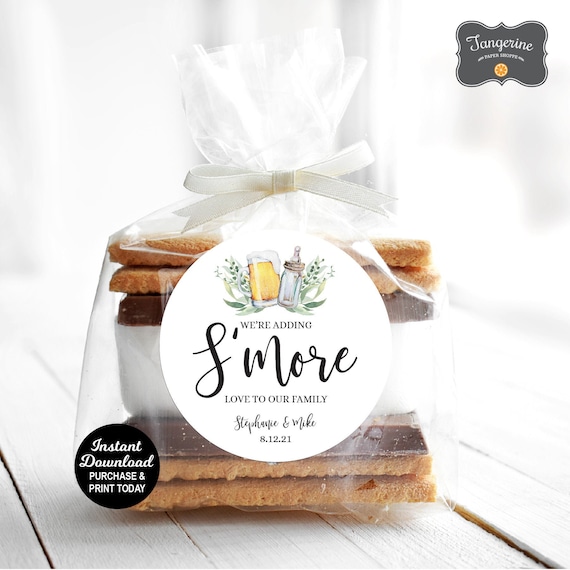 S'more Tags Editable A Baby is Brewing Smore Tag Beer | Etsy