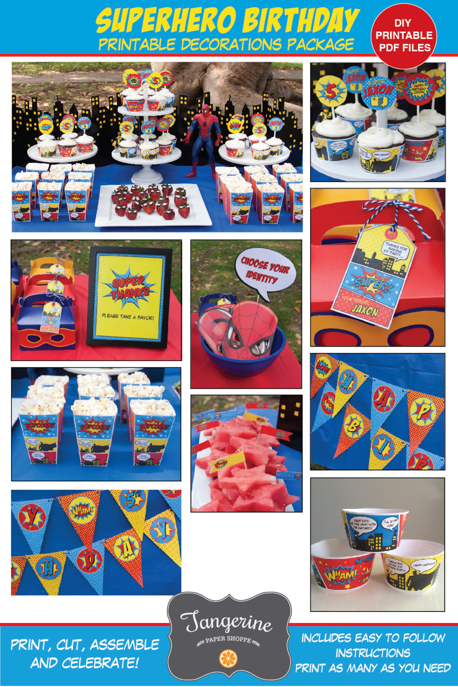 Superhero Birthday Decorations, Superhero Party Decorations, Printable ...
