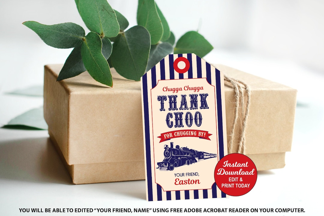 Train Favor Tags, Train Thank You Tags, Train Birthday Tags, Printable ...