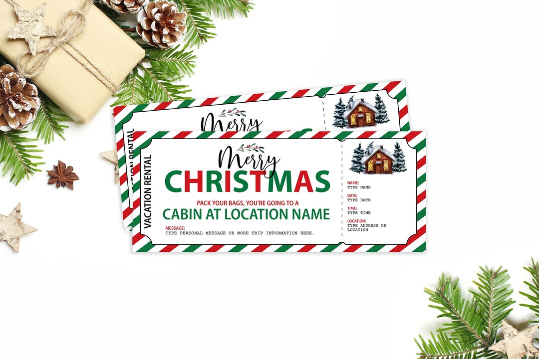 Vacation Rental Gift Cabin Rental Gift Certificate Editable Ski Cabin ...