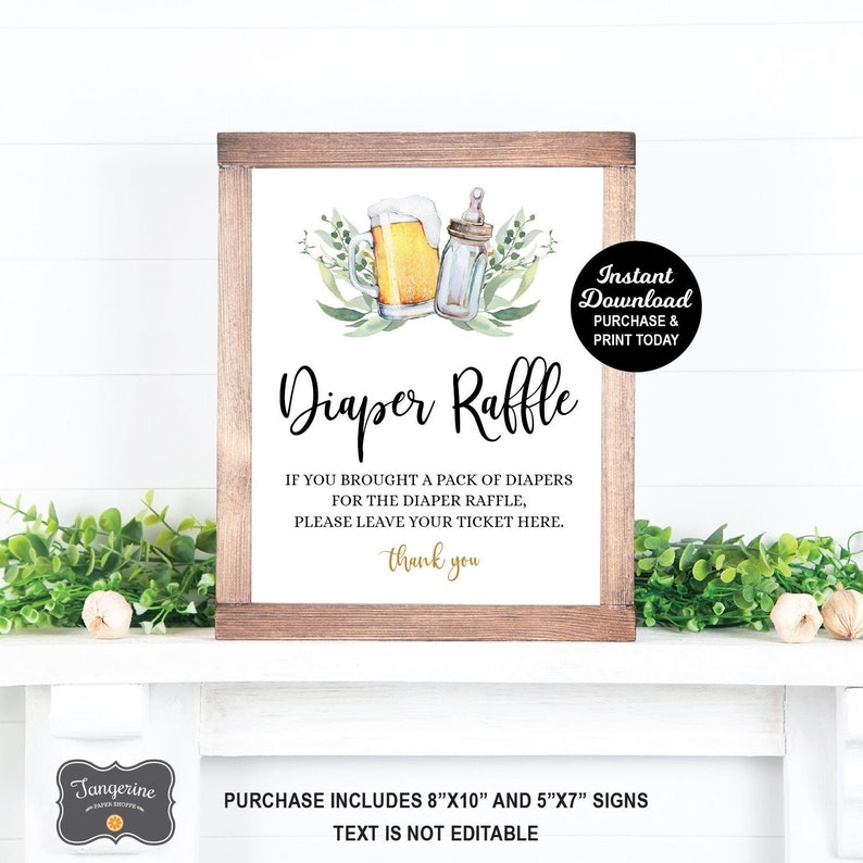 A Baby is Brewing Diaper Raffle Sign, Beer Baby Shower Diaper Raffle ...