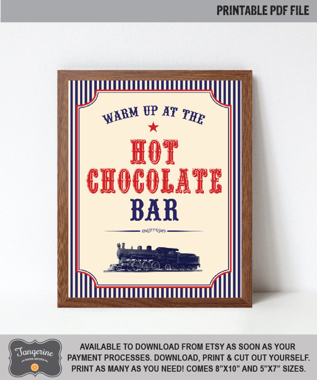 Hot Chocolate Bar Sign Printable, Train Sign, Train Birthday, Train ...
