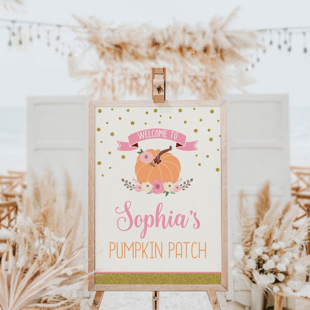 Pumpkin Birthday Welcome Sign, Pumpkin Patch Welcome Poster, Editable ...