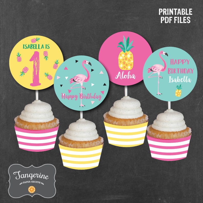 Flamingo Pineapple Food Labels, Flamingo Pineapple Party Decorations ...