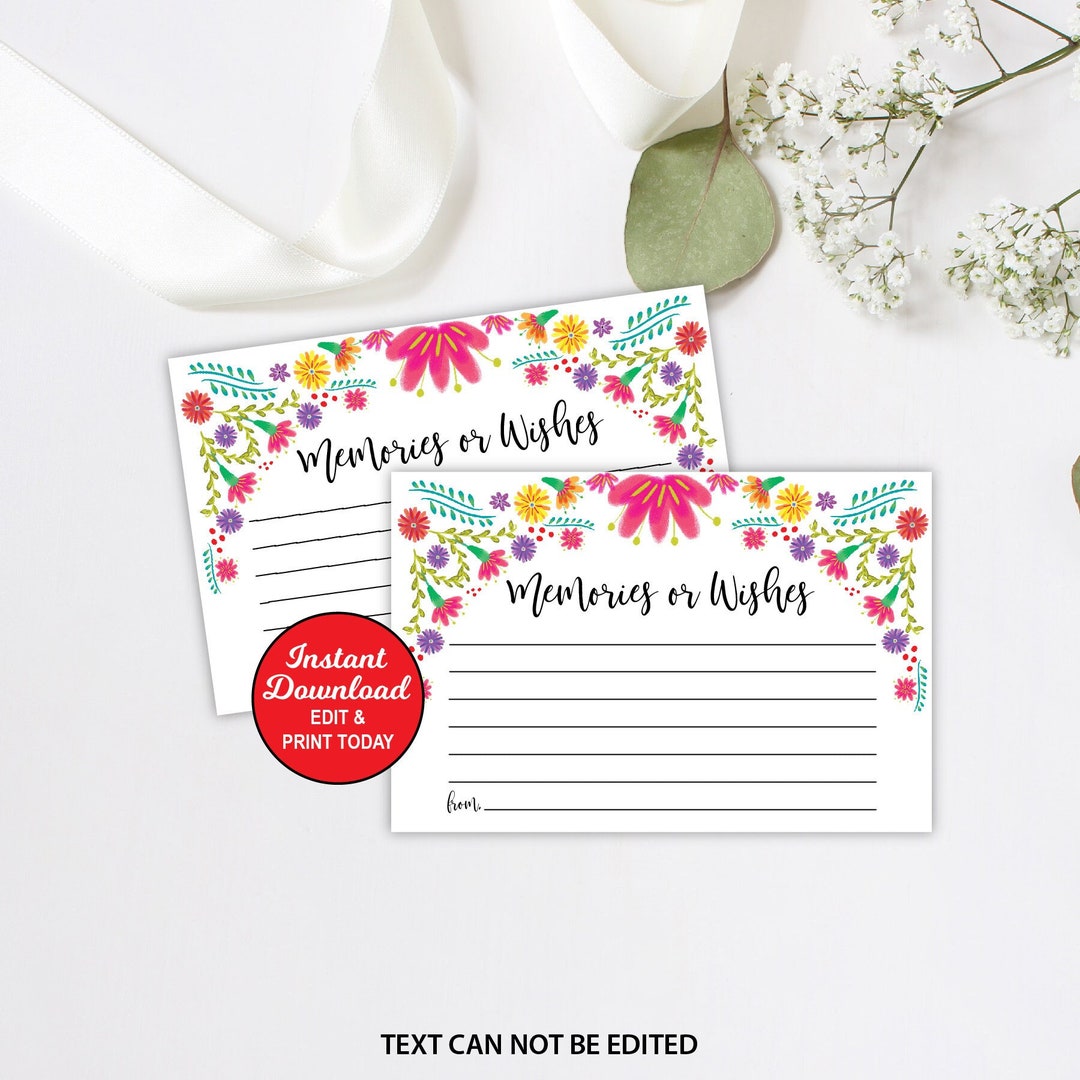 Memories and Wishes Cards, Fiesta Party, Well Wishes Cards Printable ...