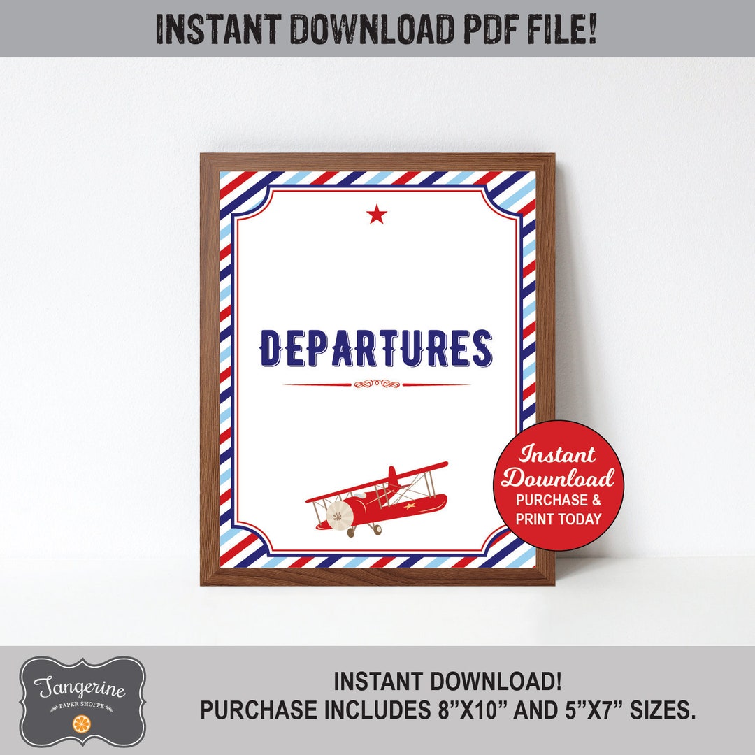 Airplane Departures Sign, Airplane Birthday Sign, Airplane Baby Shower ...
