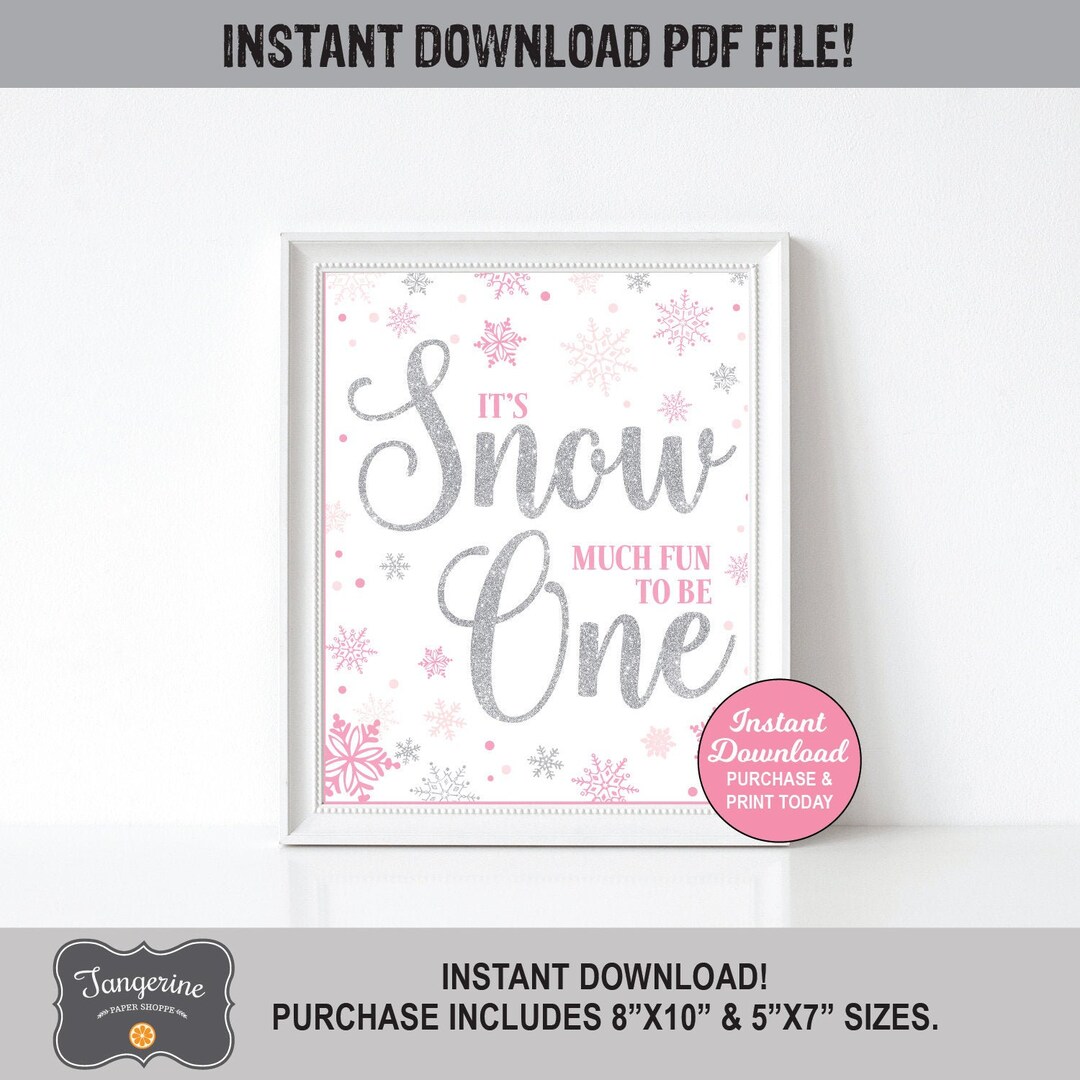 It's Snow Much Fun to Be One Sign, Winter Onederland Sign, Pink and ...