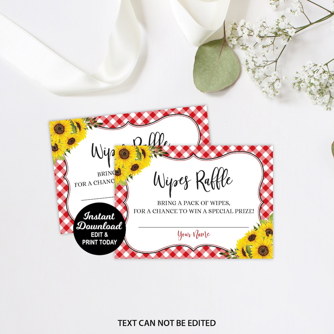 Baby Q Wipes Raffle Cards, BBQ Baby Wipes Raffle Ticket, Wipes Raffle ...