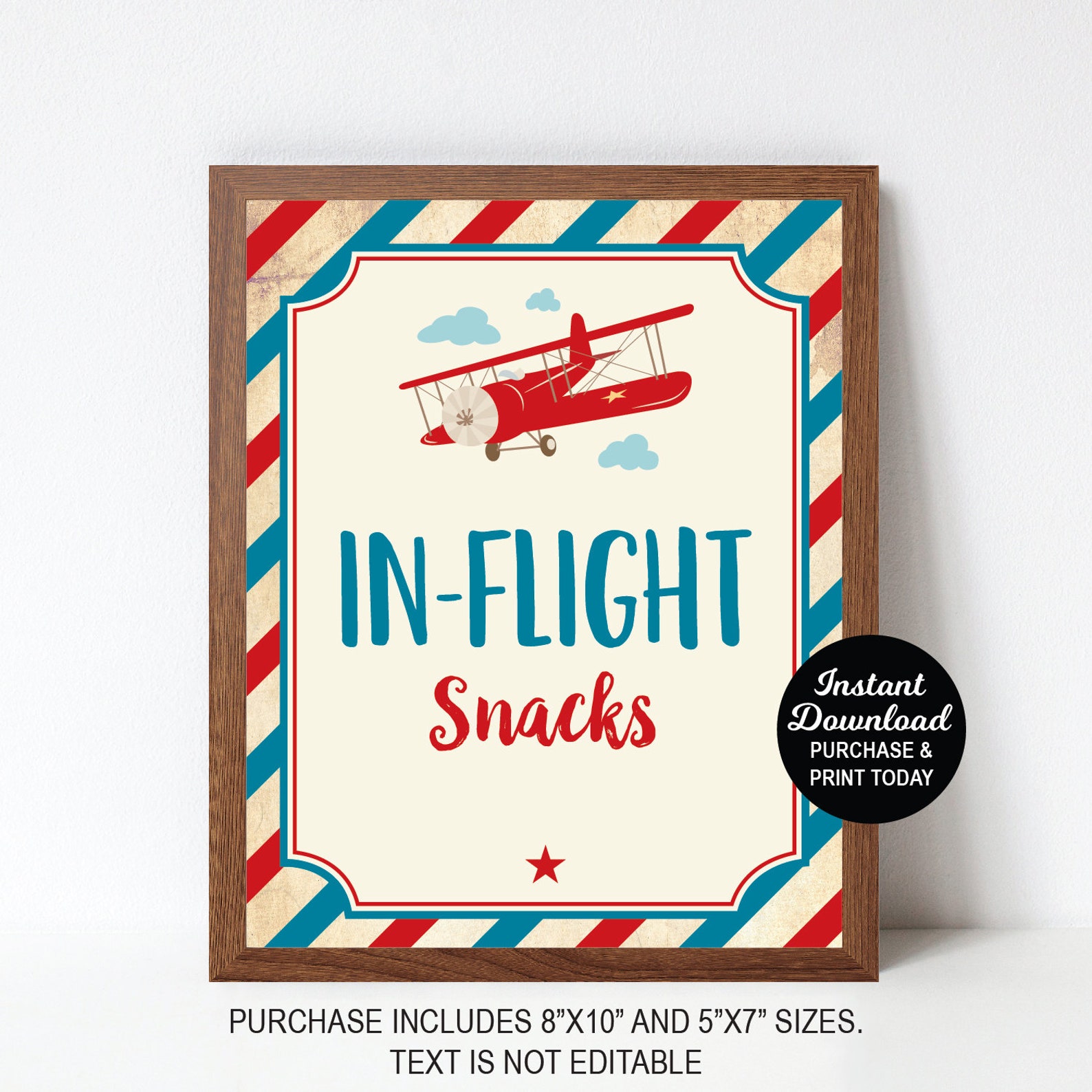 Airplane In-flight Snacks Sign Vintage Airplane Birthday Food - Etsy