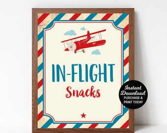 Airplane In-flight Snacks Sign Vintage Airplane Birthday Food - Etsy