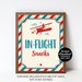 Airplane In-flight Snacks Sign, Vintage Airplane Birthday Food Sign ...