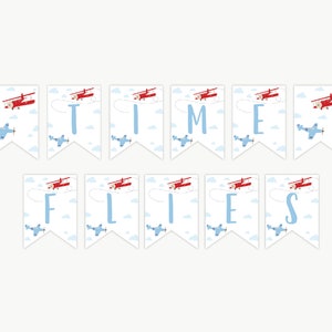 Airplane Birthday Banner Time Flies Bunting Airplane Party Decoration ...