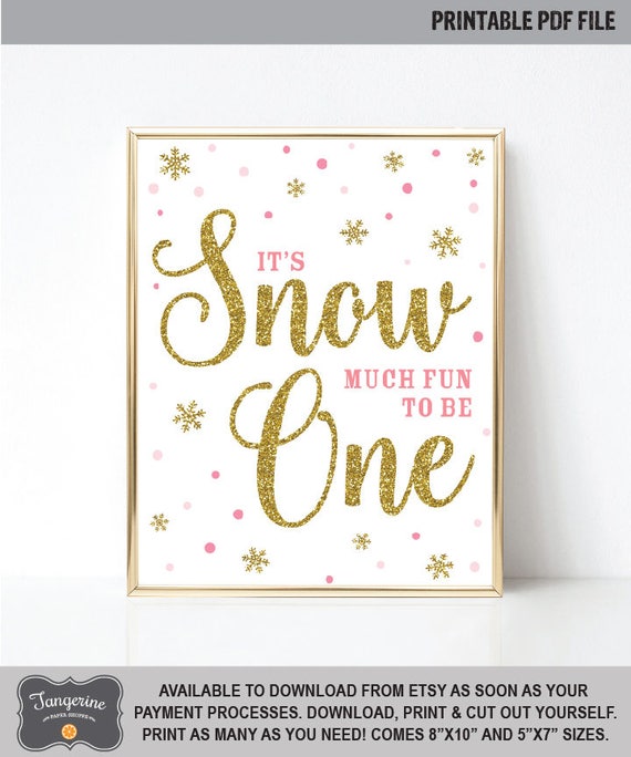 Snow Much Fun To Be One Sign, Winter Onederland One Sign Printable ...