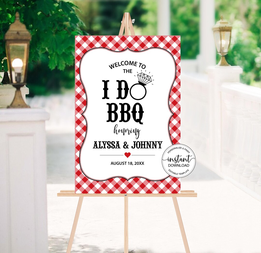 Editable I Do Bbq Welcome Sign, Bbq Engagement Welcome Poster Red ...