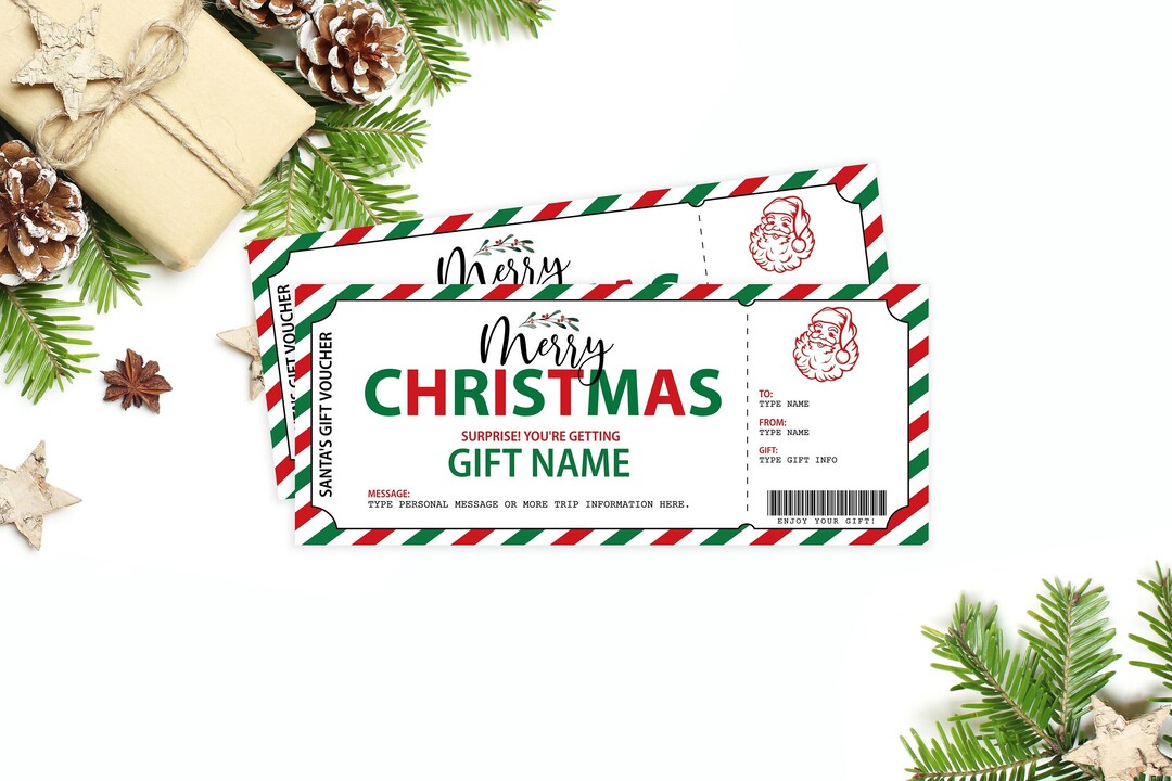Editable Santa Gift Ticket, Surprise Christmas Gift Printable Santa ...