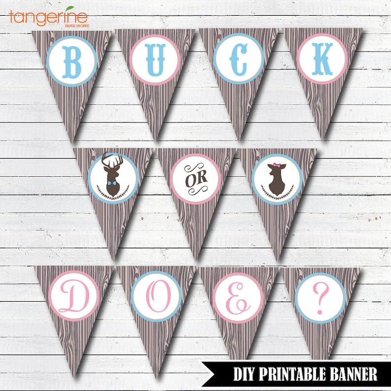 Buck or Doe Gender Reveal Decorations, Gender Reveal Party, Deer Gender ...