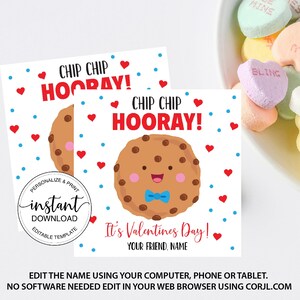 Valentines Day Chocolate Chip Cookies Tag, Chip Chip Horray Cookie ...
