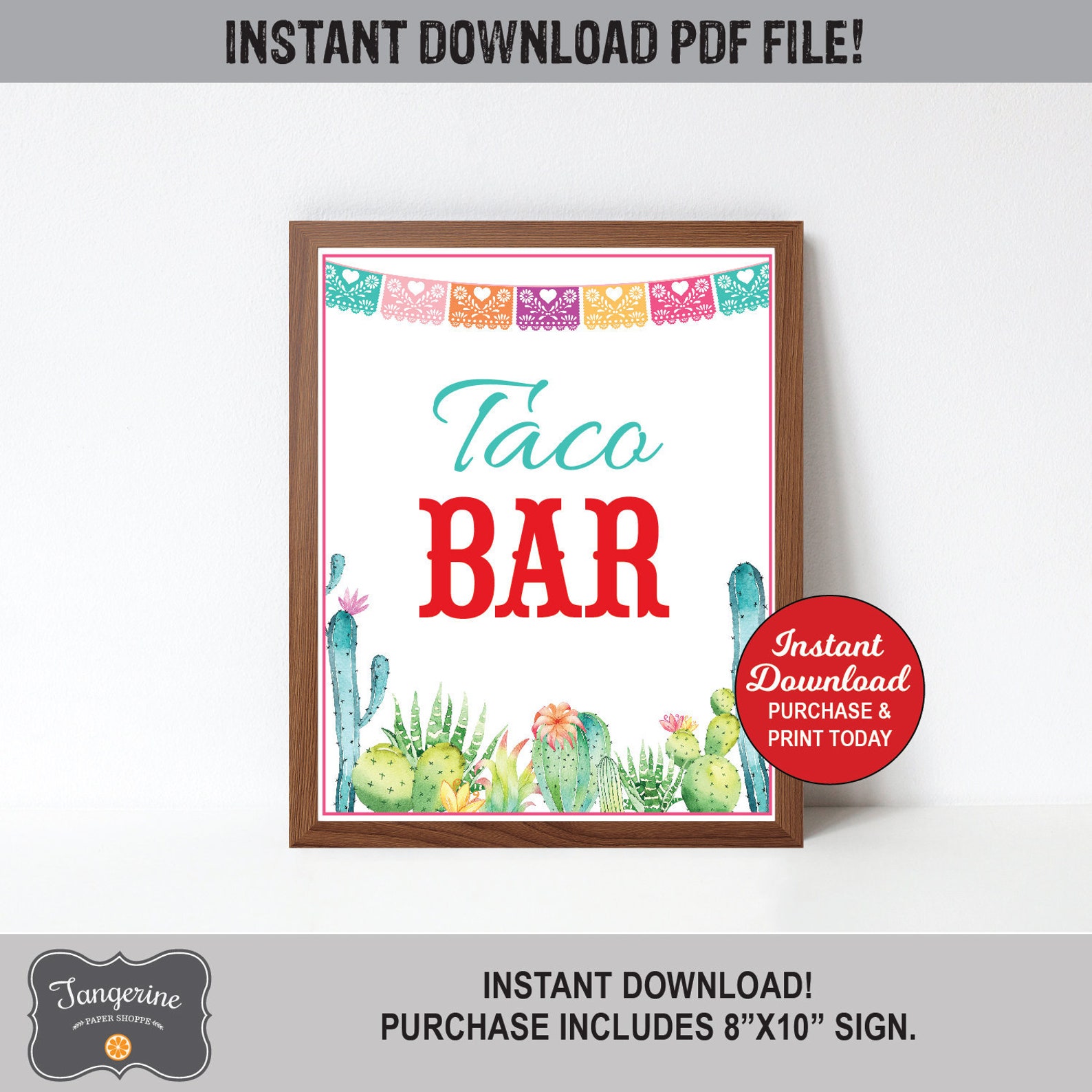 Fiesta Taco Bar Sign Printable 8x10 Fiesta Bridal Shower | Etsy