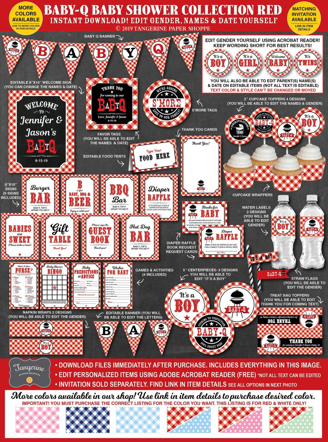 Baby Q Decorations, BBQ Baby Shower Decorations Package, Co-ed Baby ...