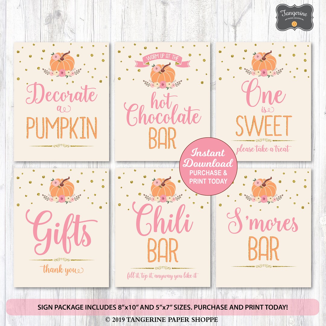 Pumpkin Sign Package Set of 6, Pumpkin First Birthday Sign, Pumpkin ...