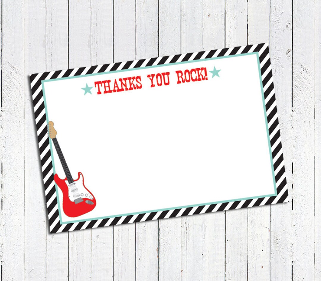 Rockstar Thank You Note Cards - Red, Mint, Black & White - INSTANT ...