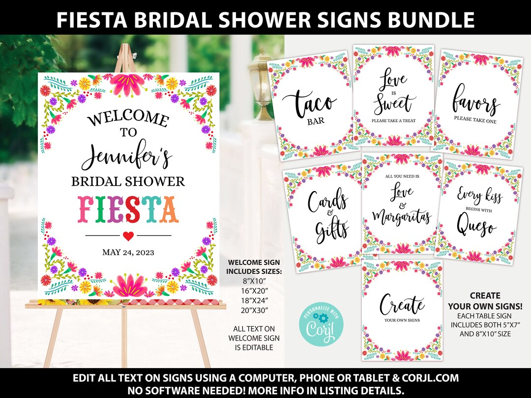 Editable Fiesta Bridal Shower Sign Package, Fiesta Welcome Sign ...