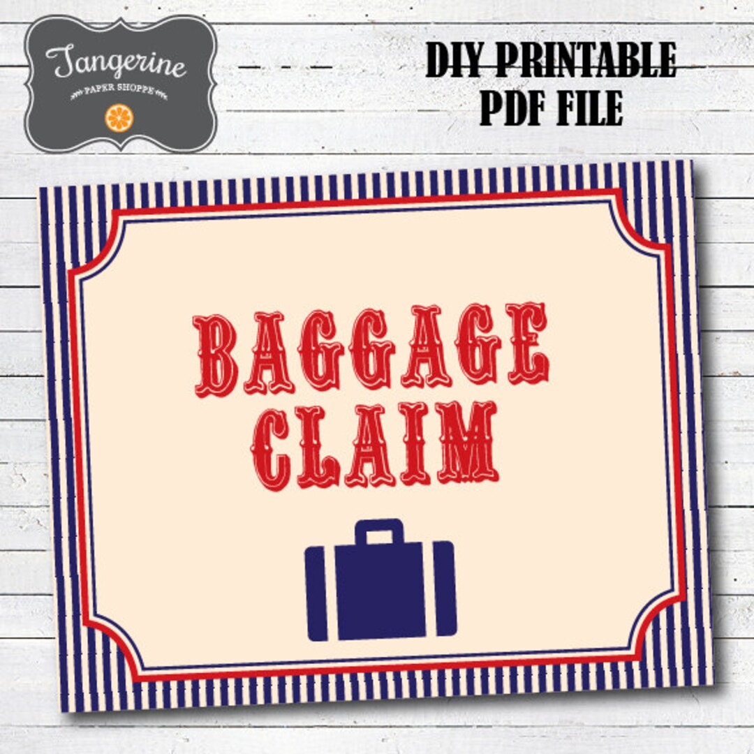 Train Baggage Claim Sign, Printable PDF File, INSTANT DOWNLOAD - Etsy