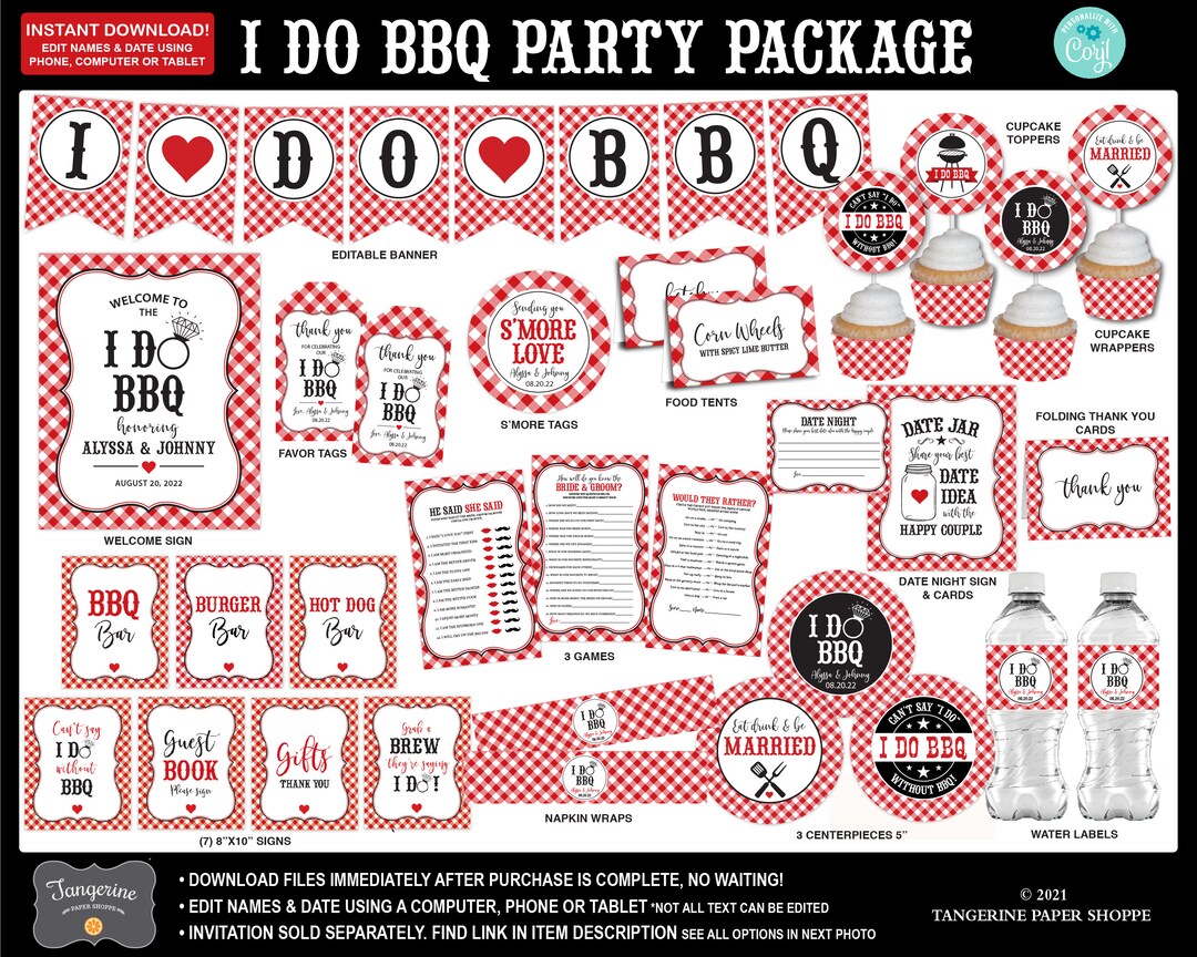 I Do BBQ Decoration Package, BBQ Wedding Shower, Couples Engagement ...