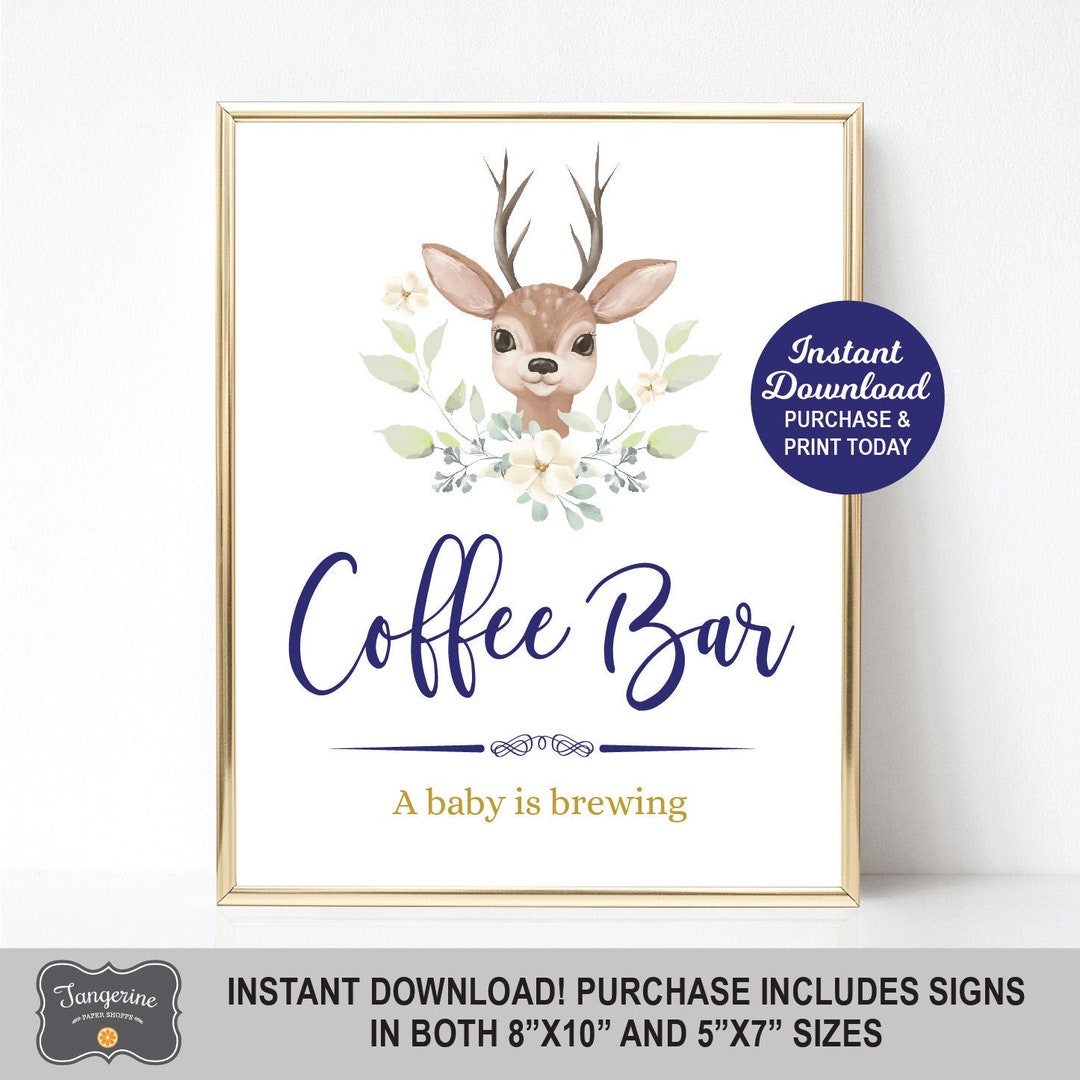Coffee Bar Sign, Boy Deer Coffee Sign, Little Buck Baby Shower ...