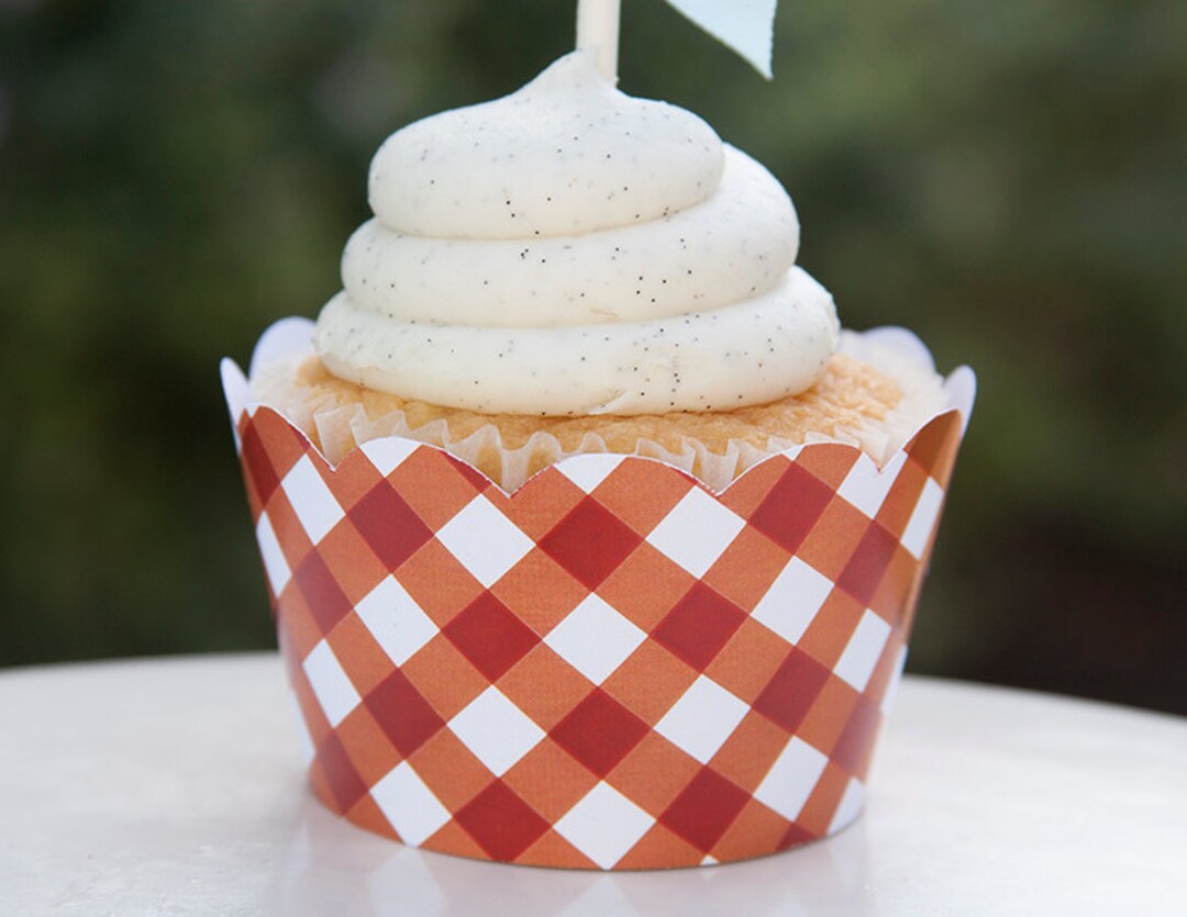Red Gingham Cupcake Wrapper - INSTANT DOWNLOAD - Babyq Baby Shower ...