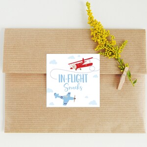 Airplane In-flight Snacks Tag, Printable Inflight Snacks Label Airplane ...