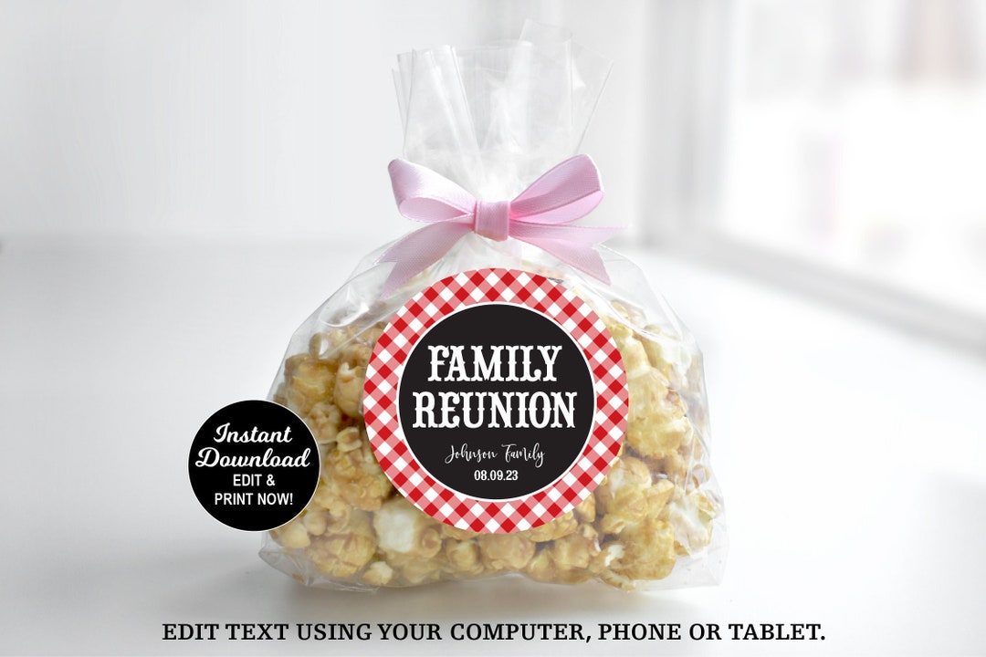 BBQ Family Reunion Favor Tag Template, Editable BBQ Label, Popcorn ...