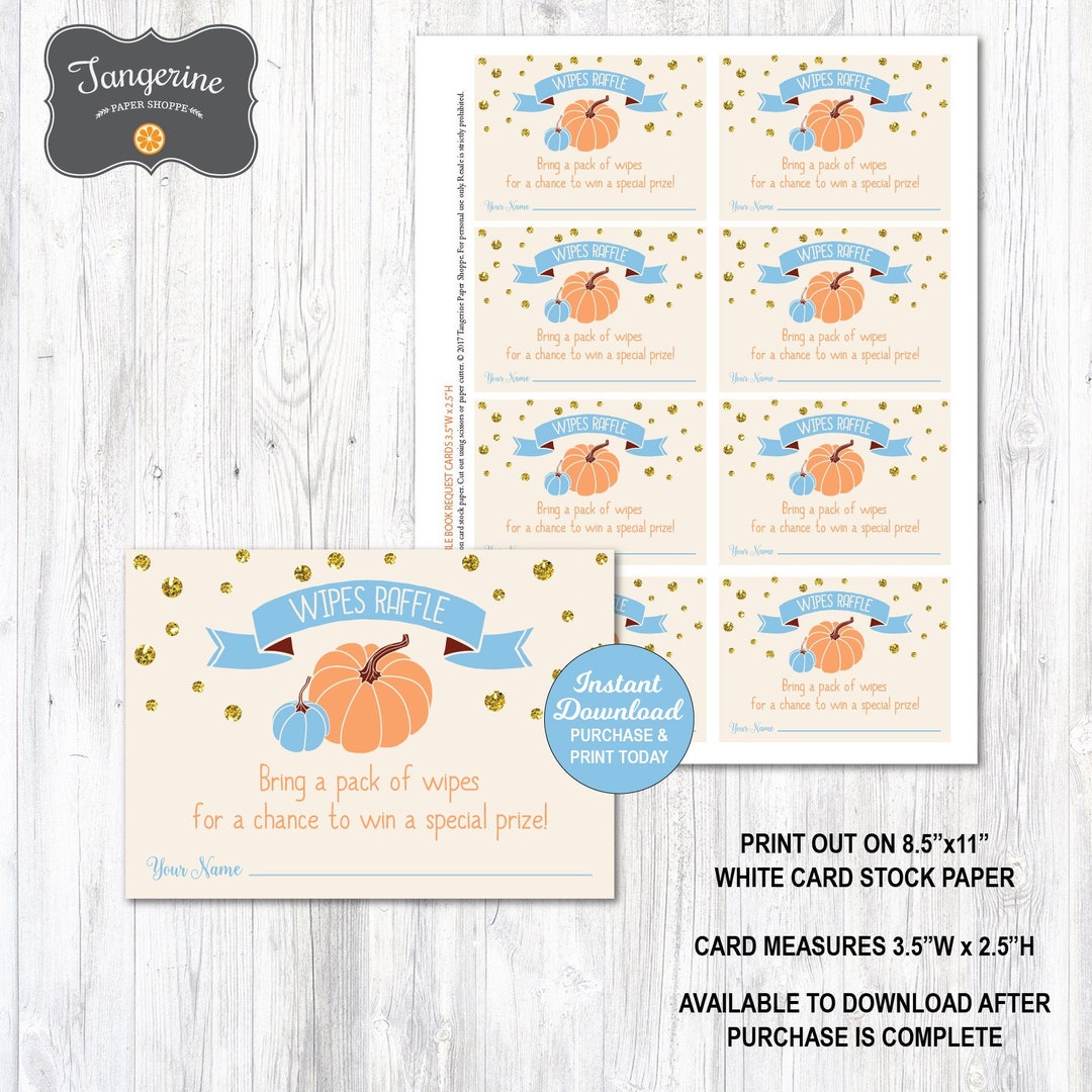 Pumpkin Wipes Raffle Ticket, Wipes Raffle Ticket Printable, Wipes ...