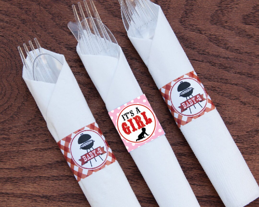 BBQ Baby Shower Napkin Rings - Baby Q Shower GIRL Napkin Rings - Napkin ...