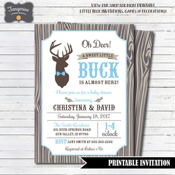 Deer Baby Shower Invitation, Woodland Baby Shower Invitation, Little ...