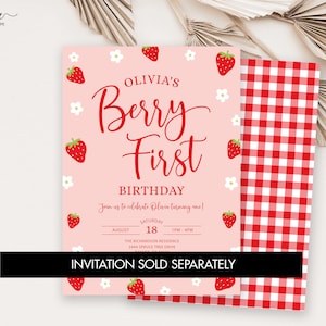 Strawberry Birthday Thank You Tag Editable Berry Sweet Party Favor Tags ...