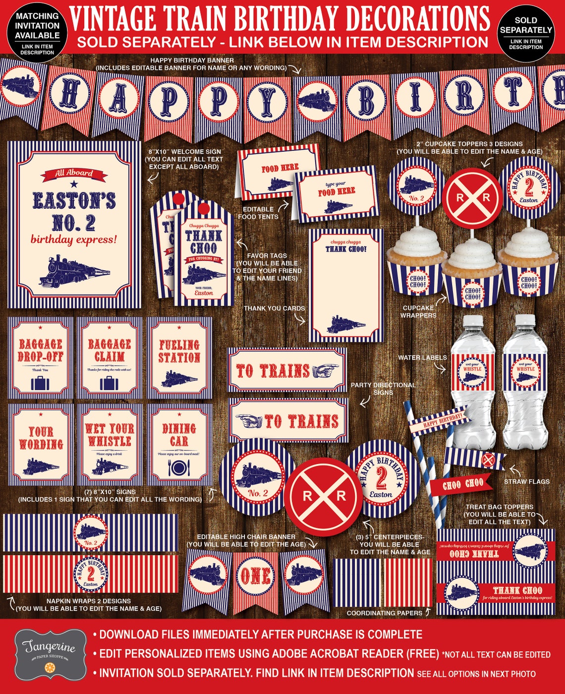 Train Welcome Sign, Train Birthday Sign, Train Party Sign, Printable ...