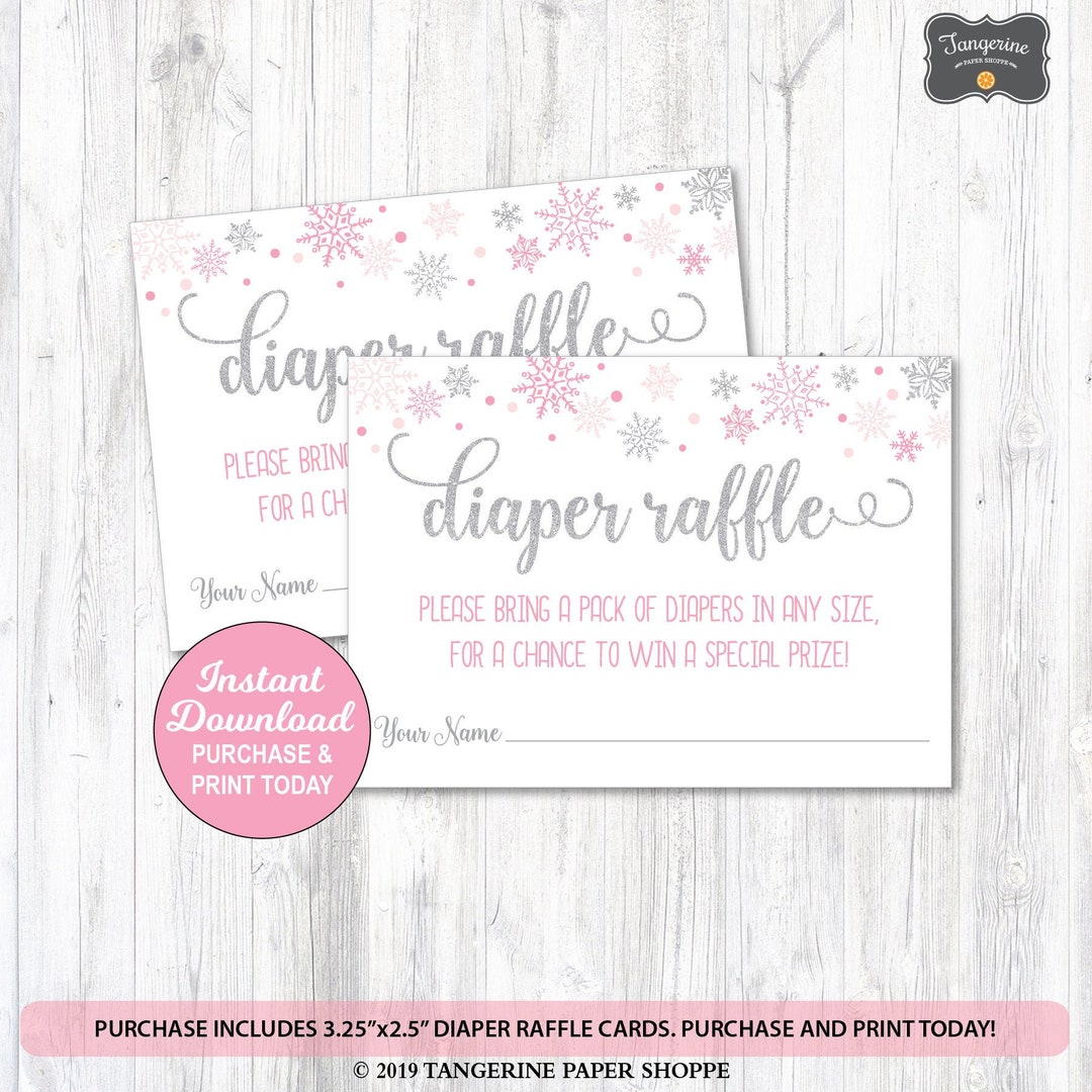 Winter Wonderland Diaper Raffle Ticket, Snowflake Baby Shower Games ...