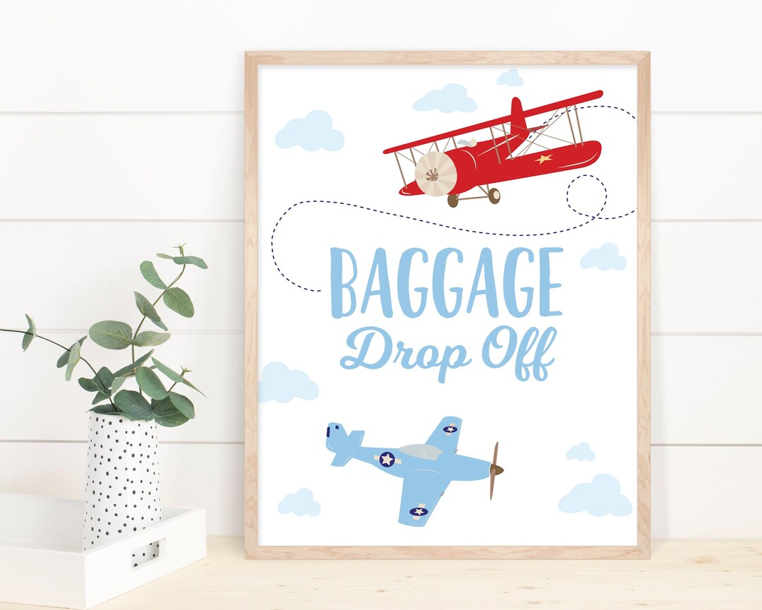 Baggage Drop off Sign Airplane Birthday Party Sign Airplane Birthday ...