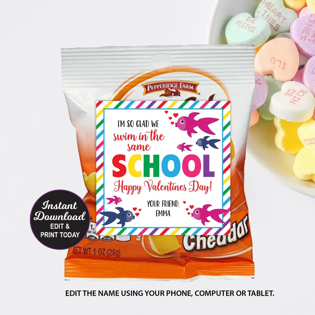 Goldfish Valentines, Kids Valentines School, Fish Crackers, Toddler ...